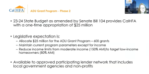 California ADU Grant (Phase 2) and Loan Programs 2023 - 2024